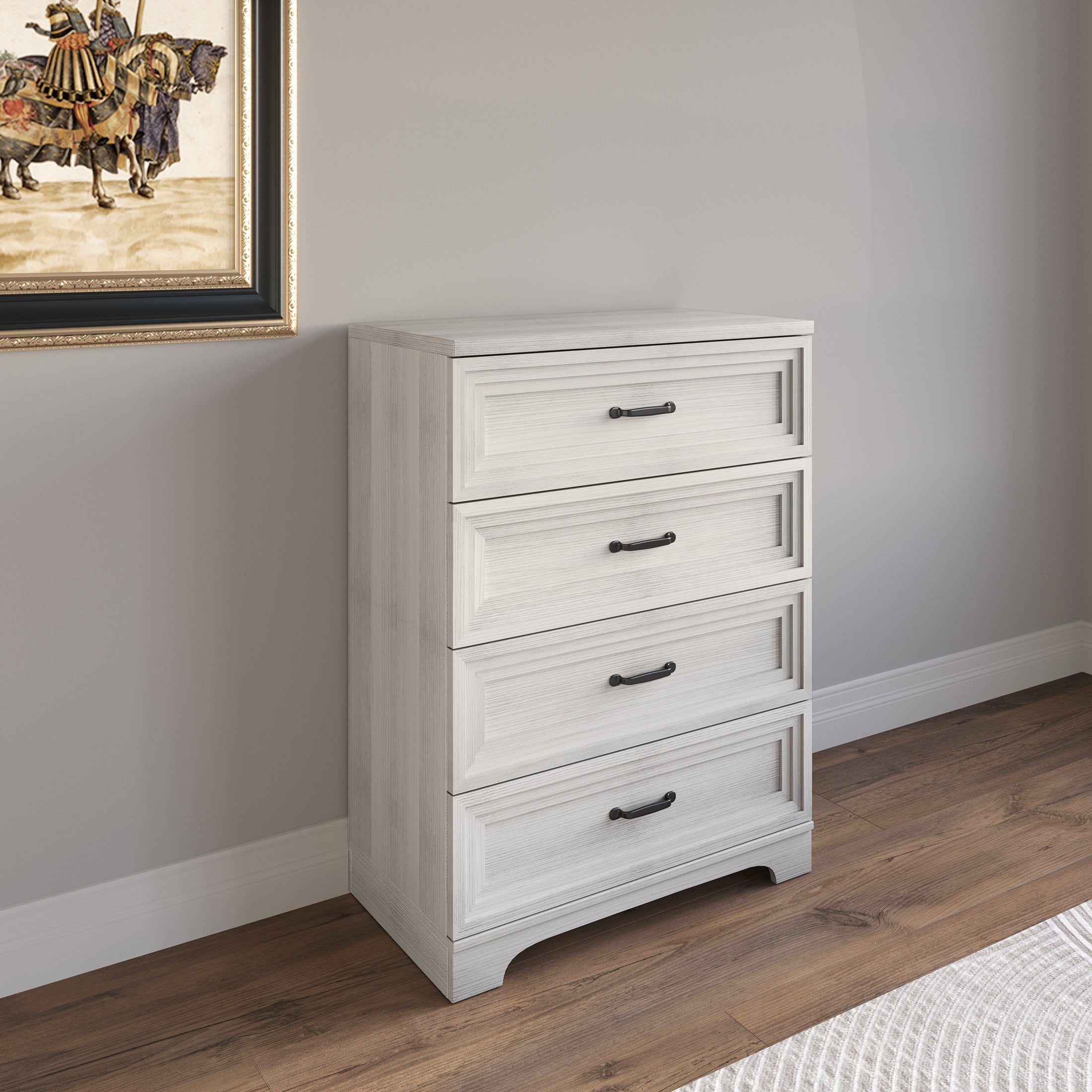 Castle Place Traditional 4 Drawer Wooden Dresser, Light Grey - Walmart.com