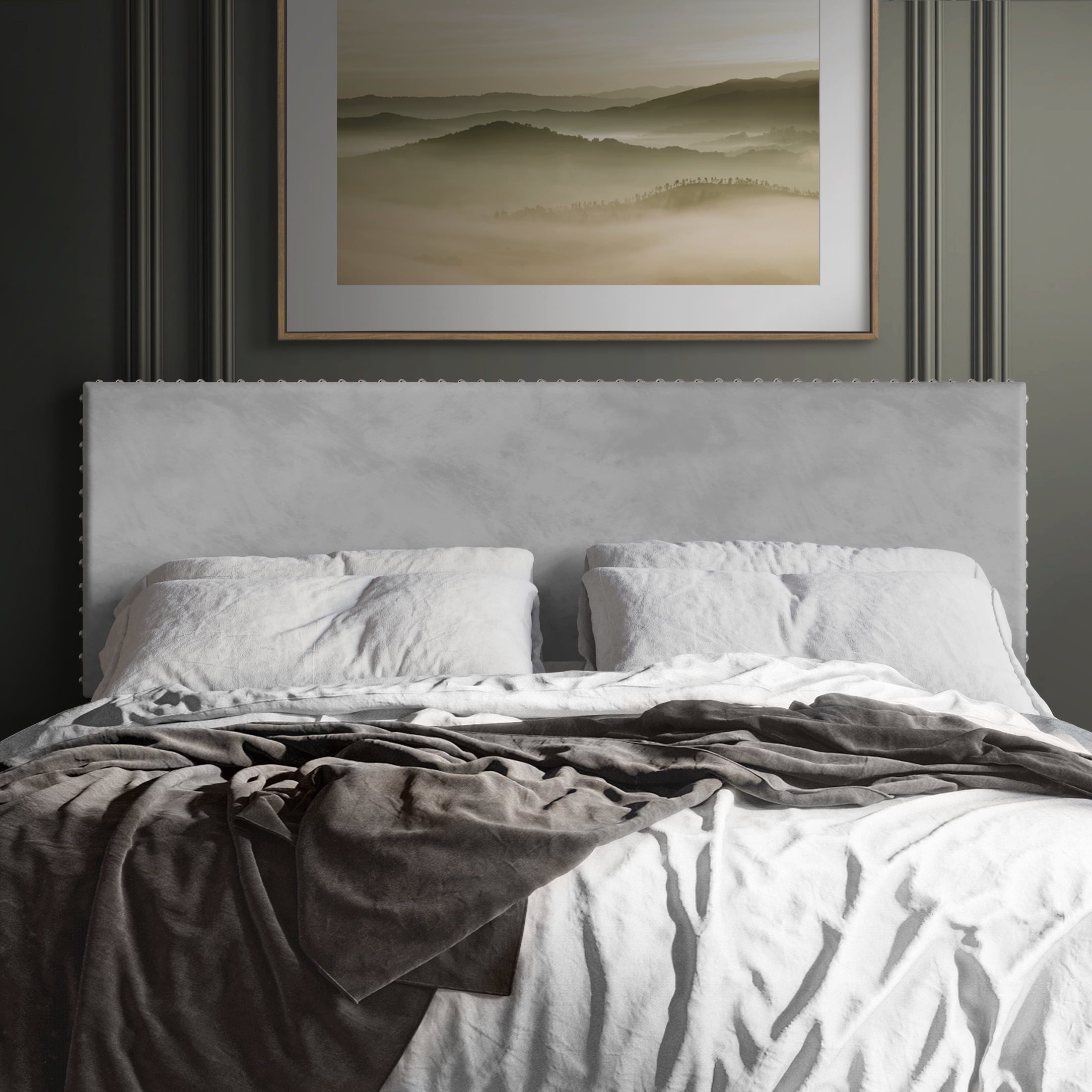 Free Shipping! CASTLE PLACE Twin Upholstered Velvet Headboard, Silver ...