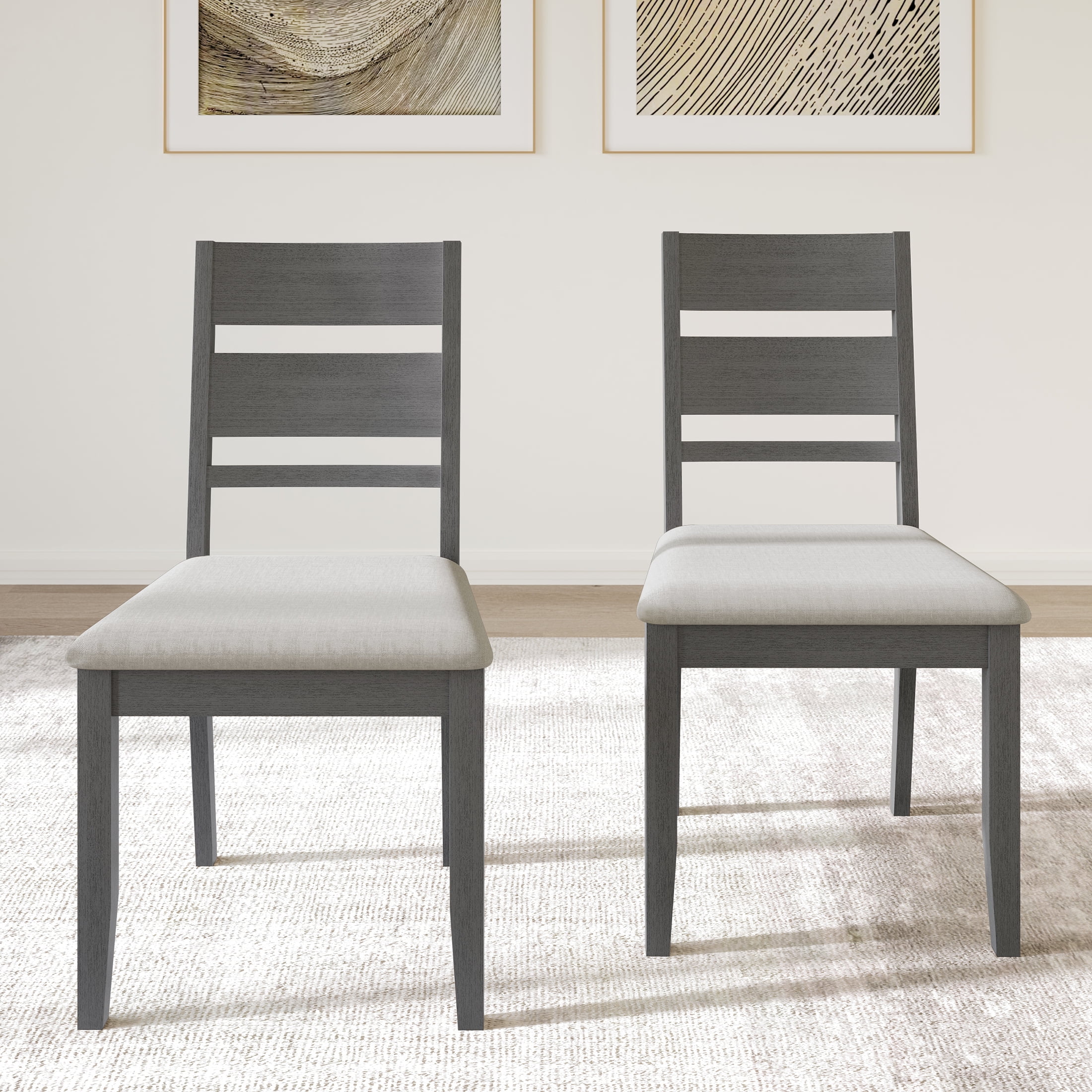 Castle Place Vintage Style Wooden Dining Chair, Set of 2, Grey ...