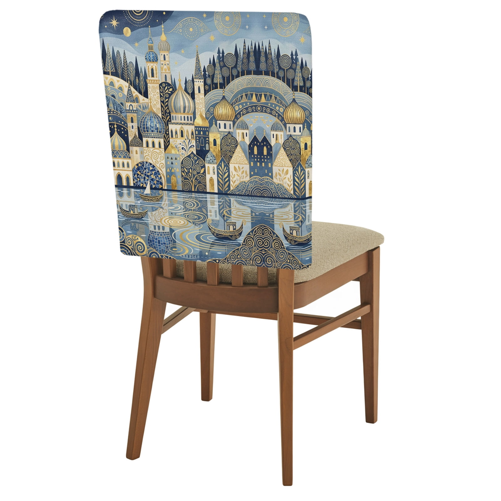 Castle River Chair Back Covers Set of 4 Vintage Boho Ethnic Urban Blue ...