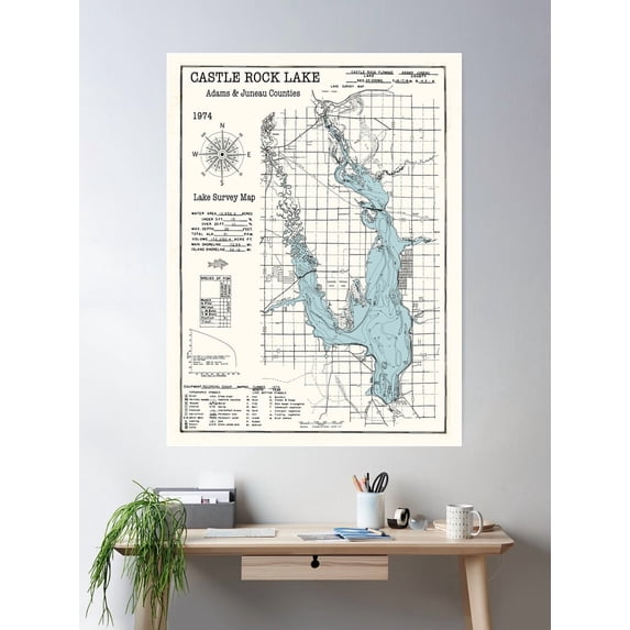 Castle Rock Lake Wi Adams County Poster Wall Art Modern Wall Decor For ...