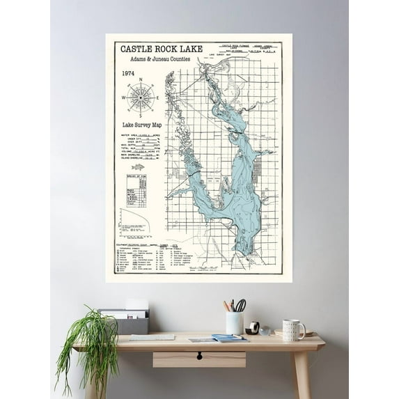 Castle Rock Lake Wi Adams County Poster Wall Art Modern Wall Decor For ...
