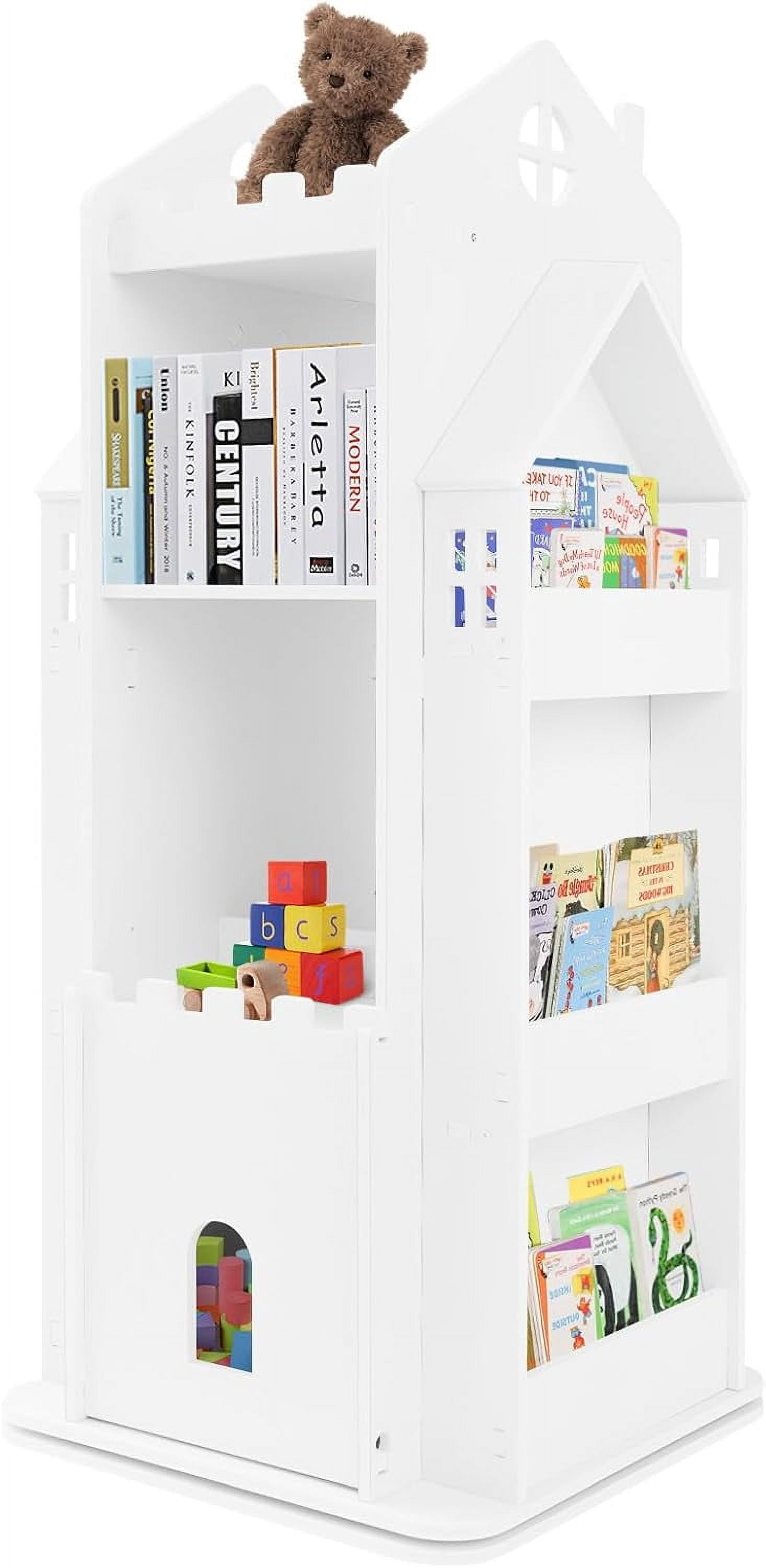 Castle Rotating Bookshelf, 360 Display Floor Standing Bookcase Storage ...