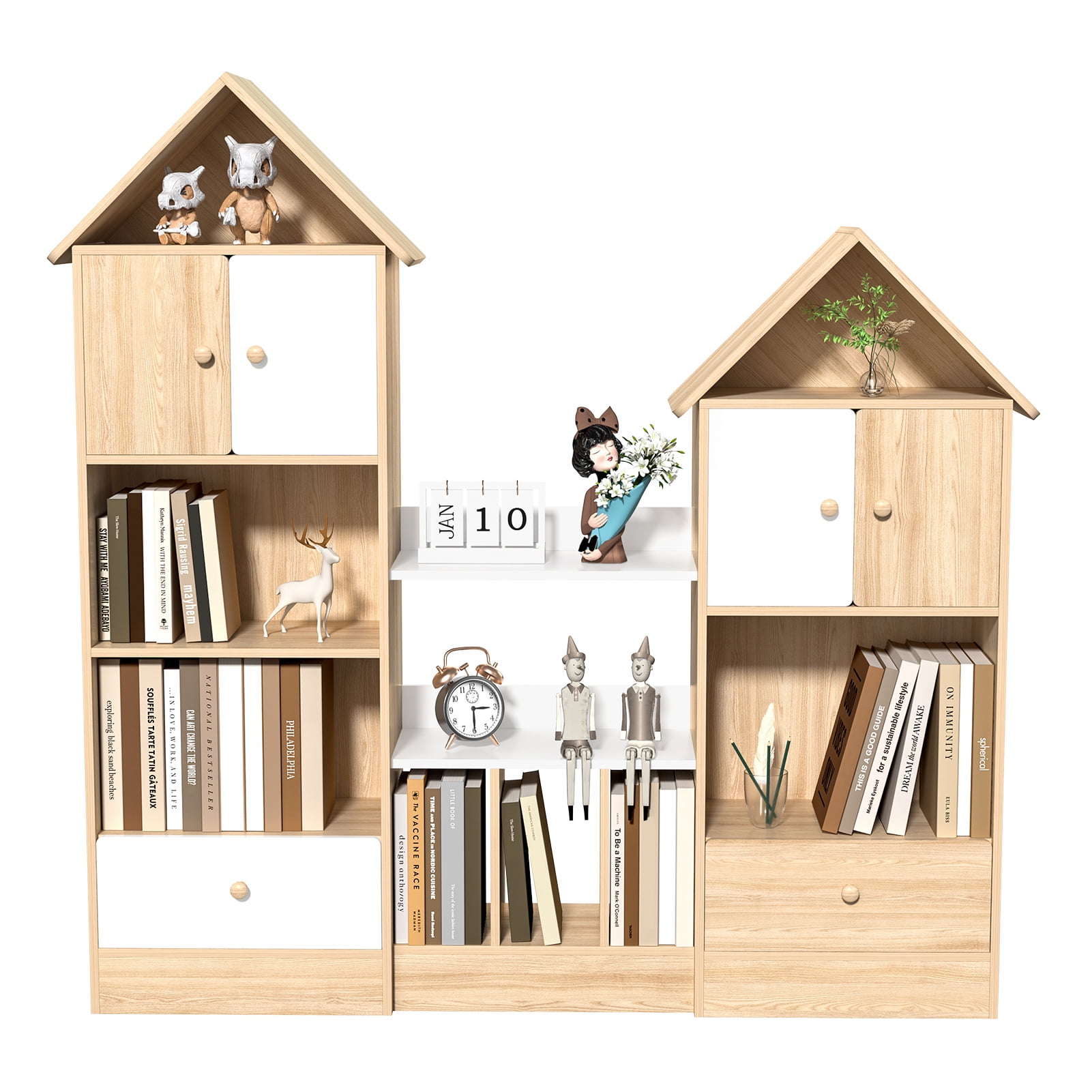 Castle Shaped Bookcase, Multi Tier Combination Bookshelf, U-Shaped ...