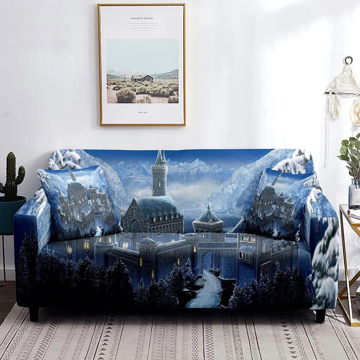 Castle Sofa Cover Fantasy Scene Purple Palace Pattern Washable ...