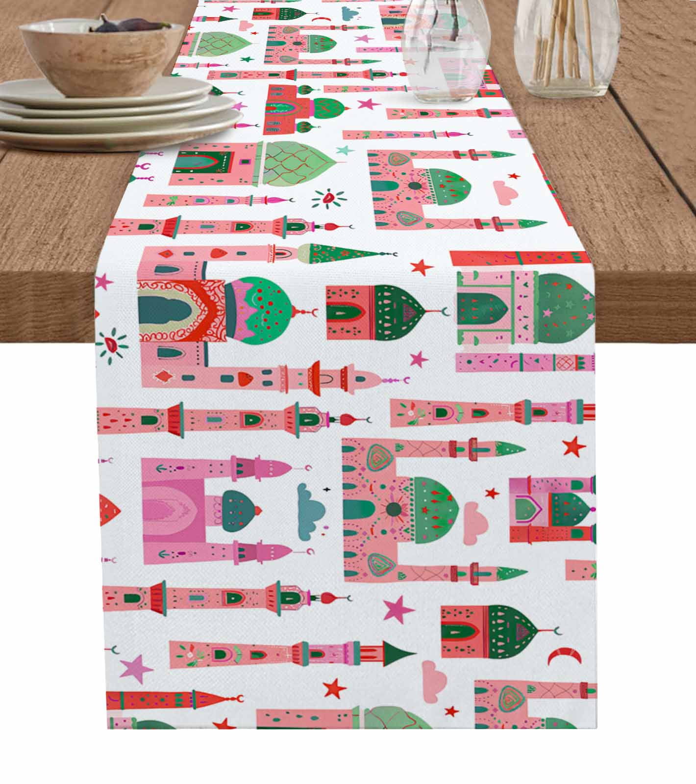 Castle Stars And Moon Hand Drawn Graffiti Table Runners For Dining Room ...