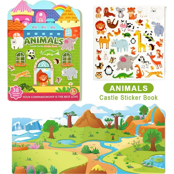 Castle Sticker Book Reusable Sticker Book for Kids Ages 3, Travel Toys ...