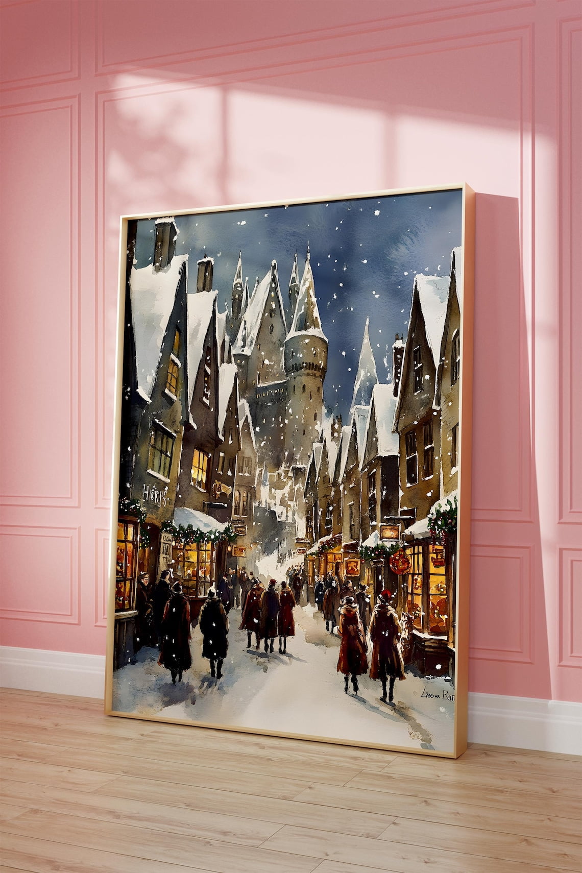 Castle, Winter At Wizard School Print, Snow Magic Painting, Wizard Decoration, Decor, Trendy ...
