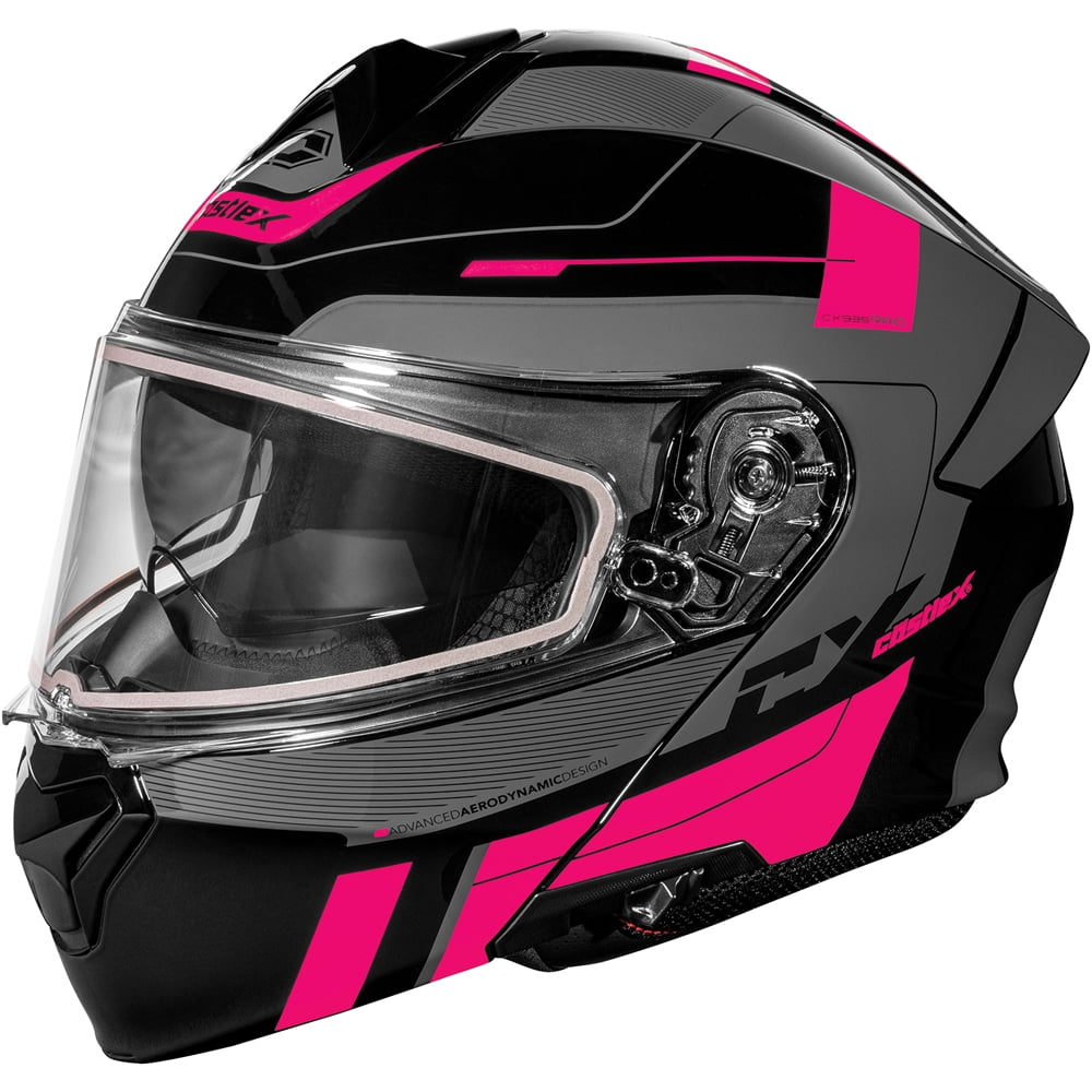 Castle CX935 Raid Modular Snow Helmet w/Dual Pane Shield Pink Glo ...