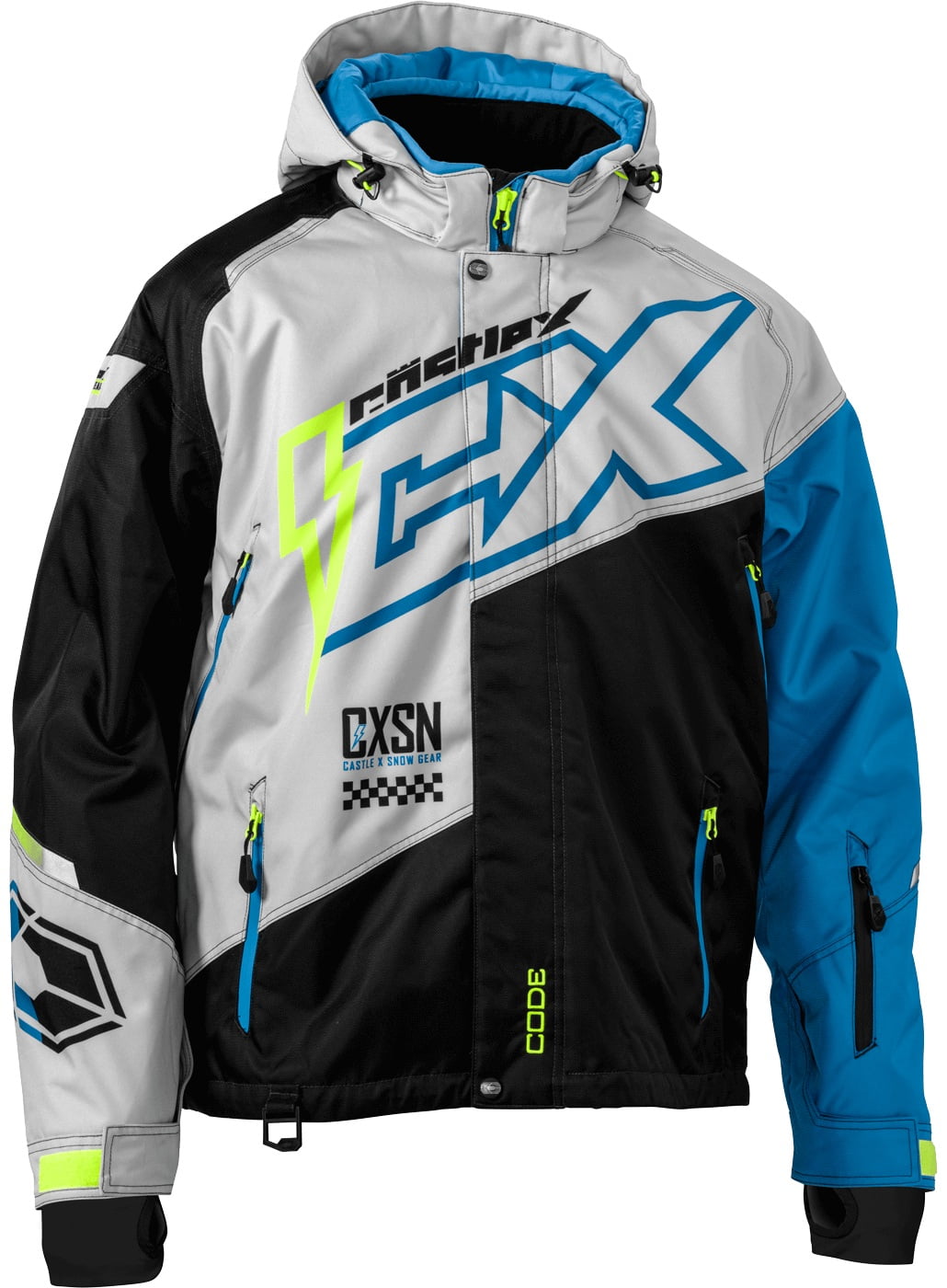 Castle X Code G5 Mens Snow Jacket Silver/Black/Process Blue LG ...
