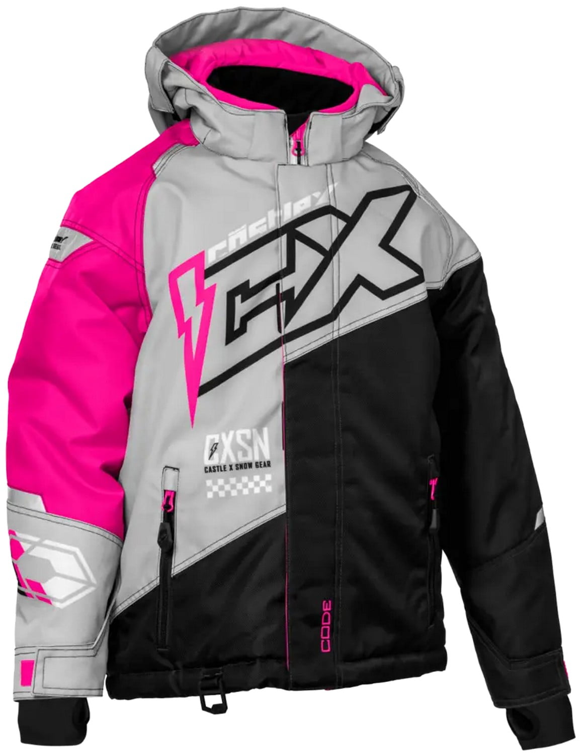 Castle X Code G5 Youth Snow Jacket Silver/Pink Glow/Black SM - Walmart.com