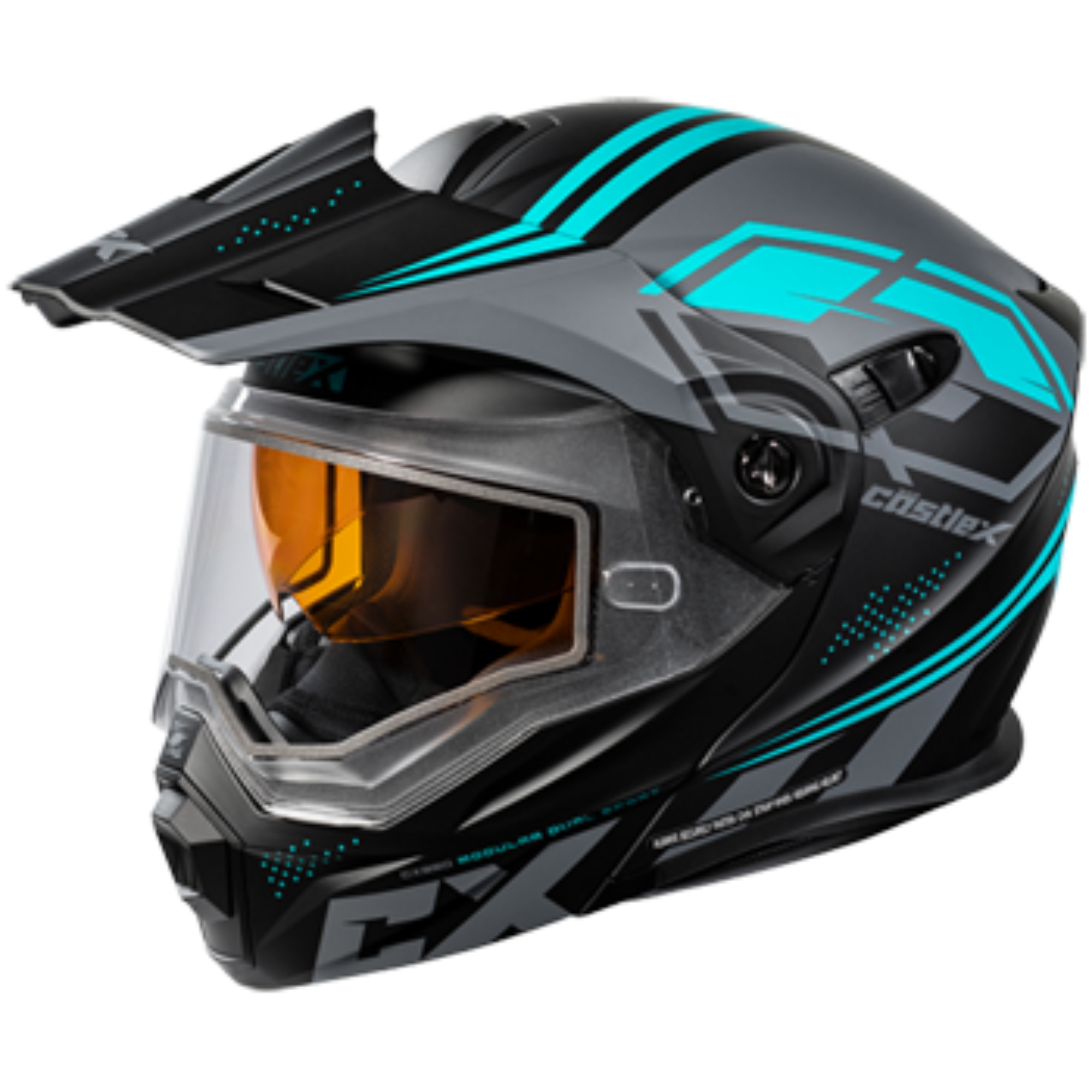Castle X New Large Matte Black/Turquoise CX950 Siege Snowmobile Helmet ...