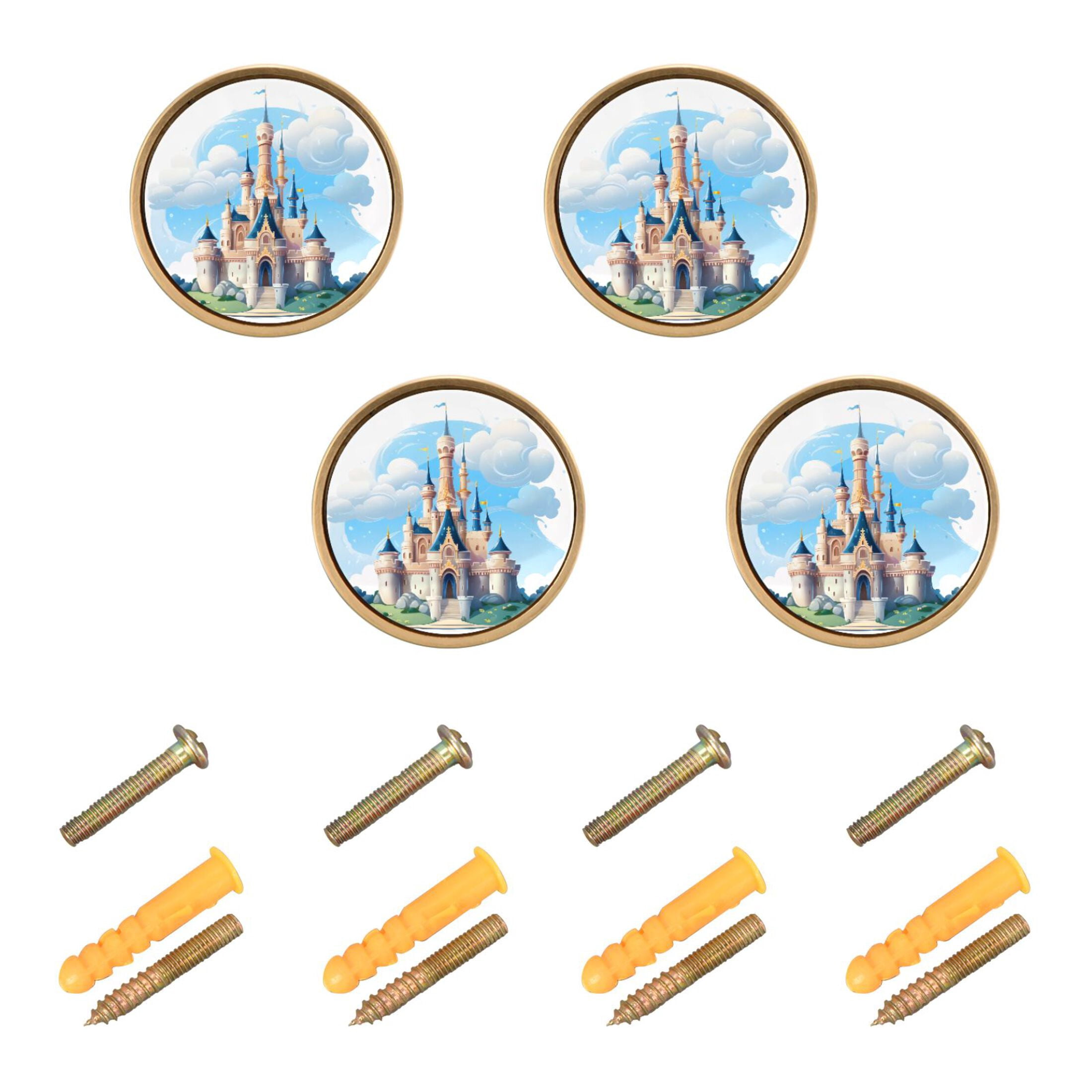 Castle on Blue Cabinet Knobs Kitchen Drawers Knobs Door Round Pulls ...