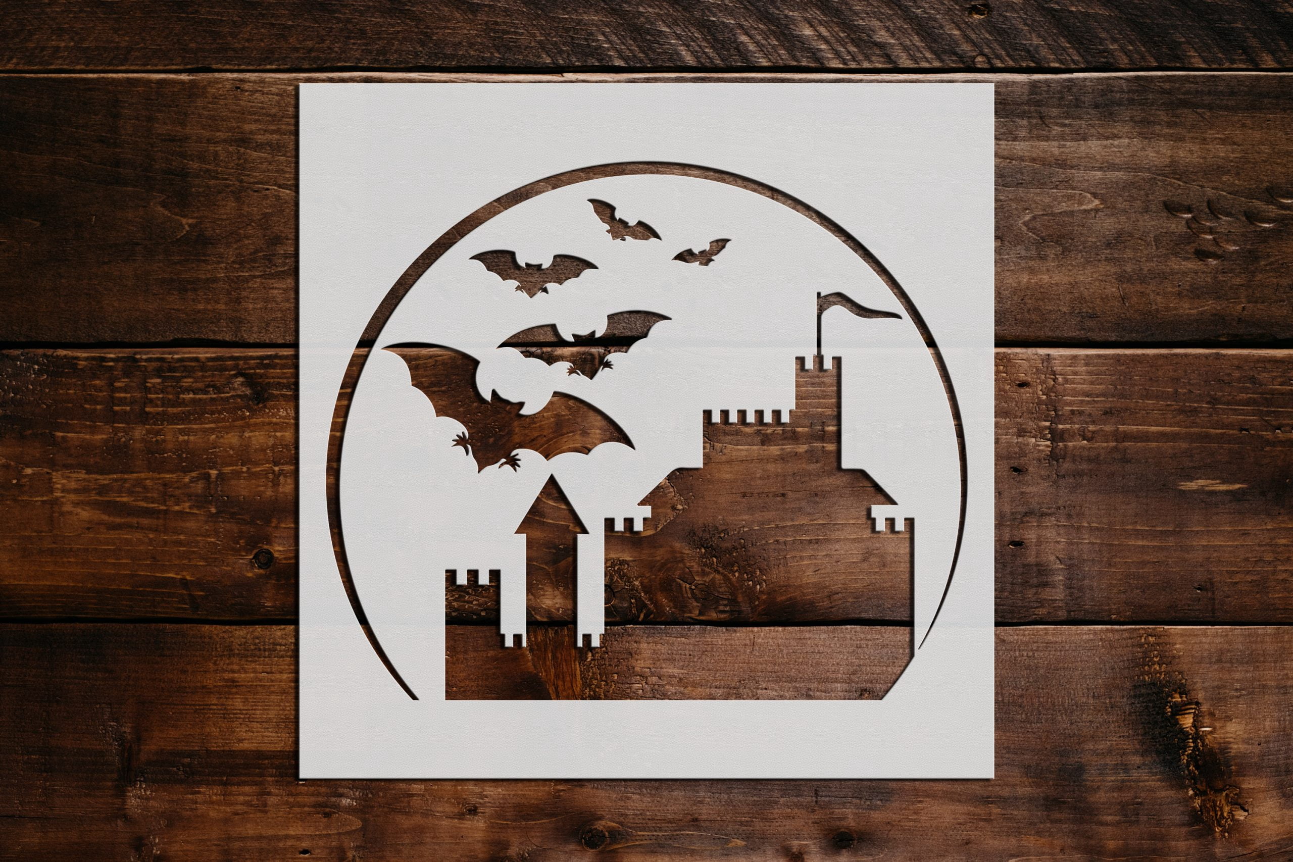 Castle with Bats Stencil - Art and Wall Stencil (8"x8") - Walmart.com