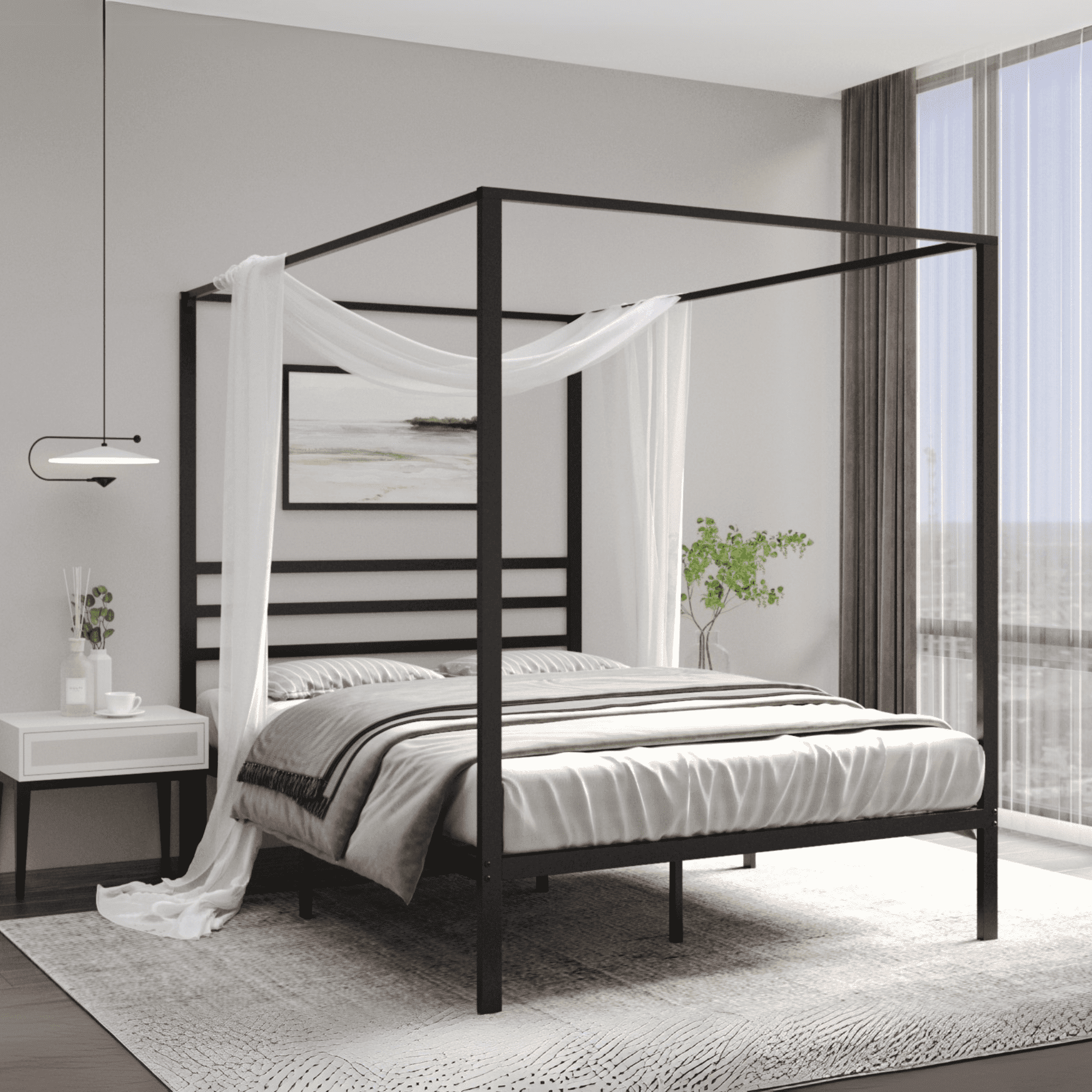 Golden Gate Beds Canopy Metal Bed Frame with Headboard – Wrought Iron ...