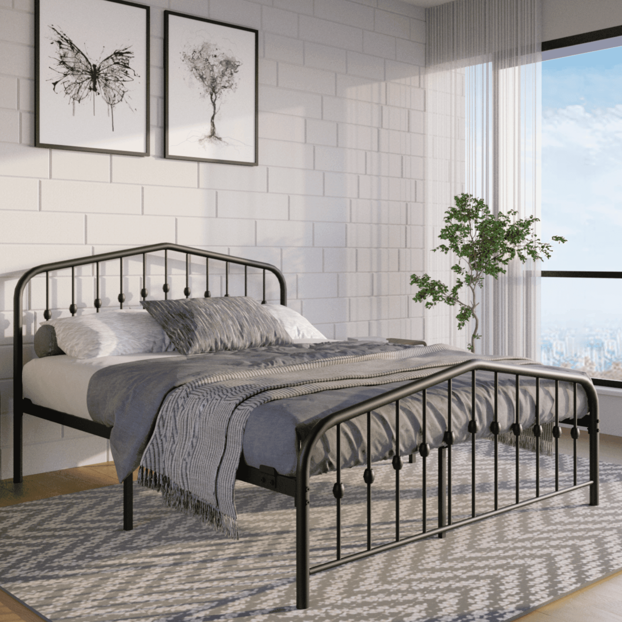 Golden Gate Beds Washington Full Metal Bed Frame with Headboard and ...