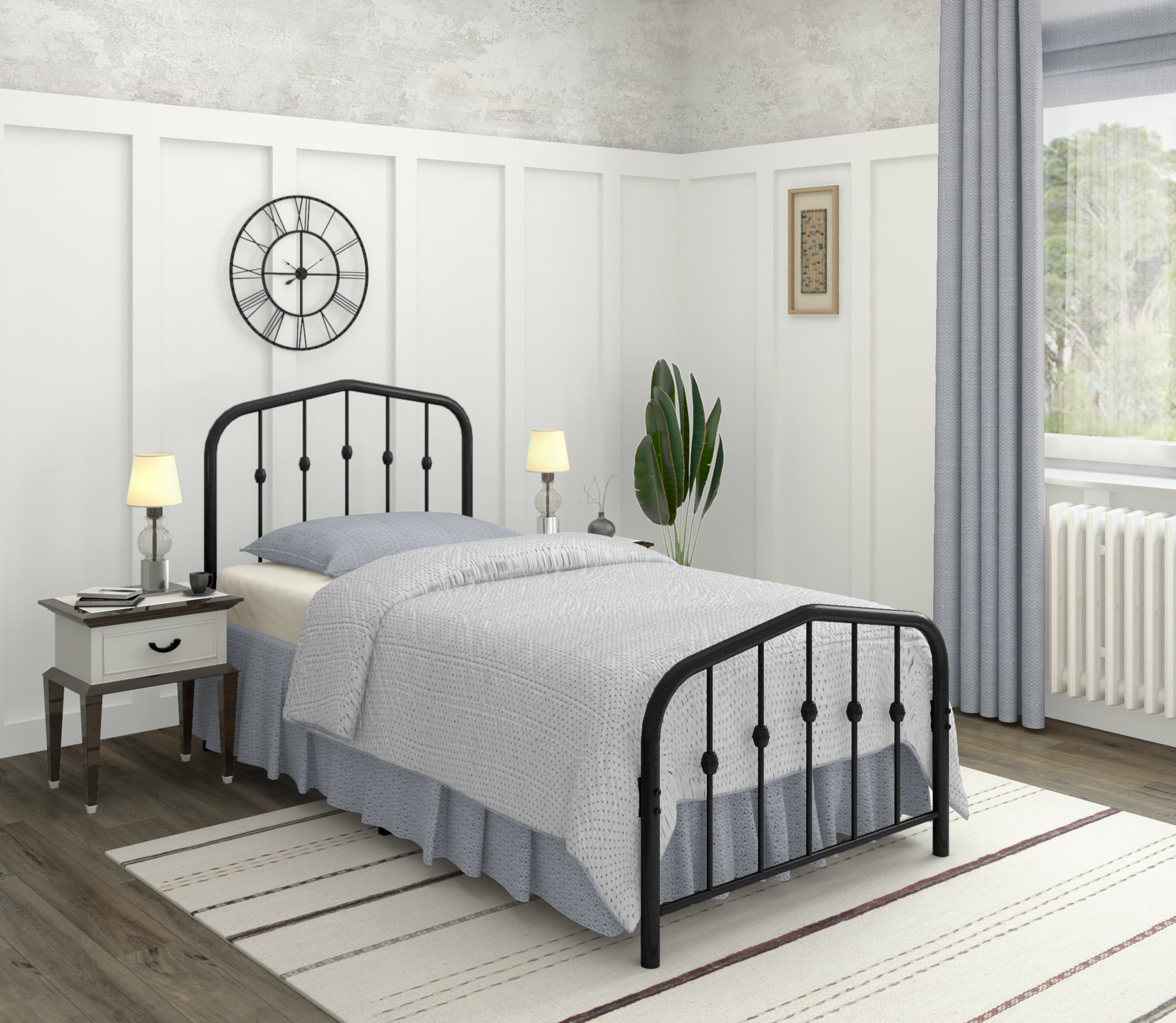 CastleBeds Washington Twin Metal Bed Frame with Headboard and Footboard ...