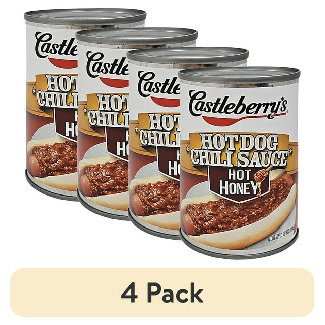 (4 pack) Castleberry’s Hot Honey Hot Dog Chili Sauce, 10 oz Can ...