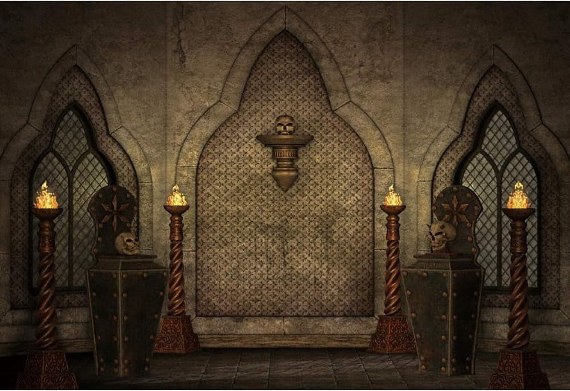 Castles Vampires Birthday Party Backdrop Wall rations Magical Broom ...