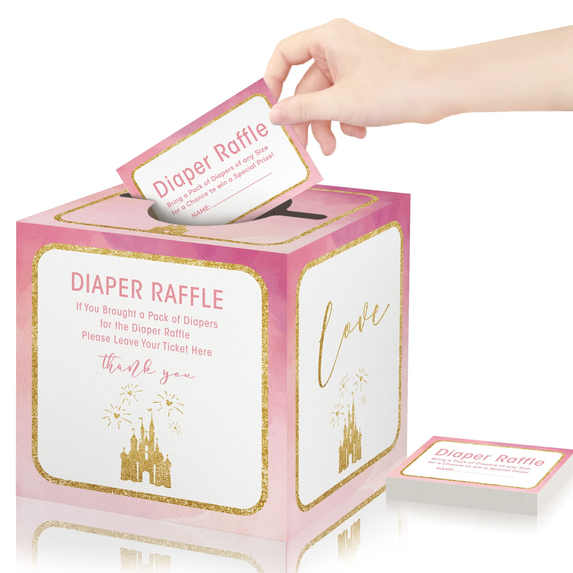 Castletheme Diaper Raffle Game With Box And 50 Diaper Raffle Cards ...