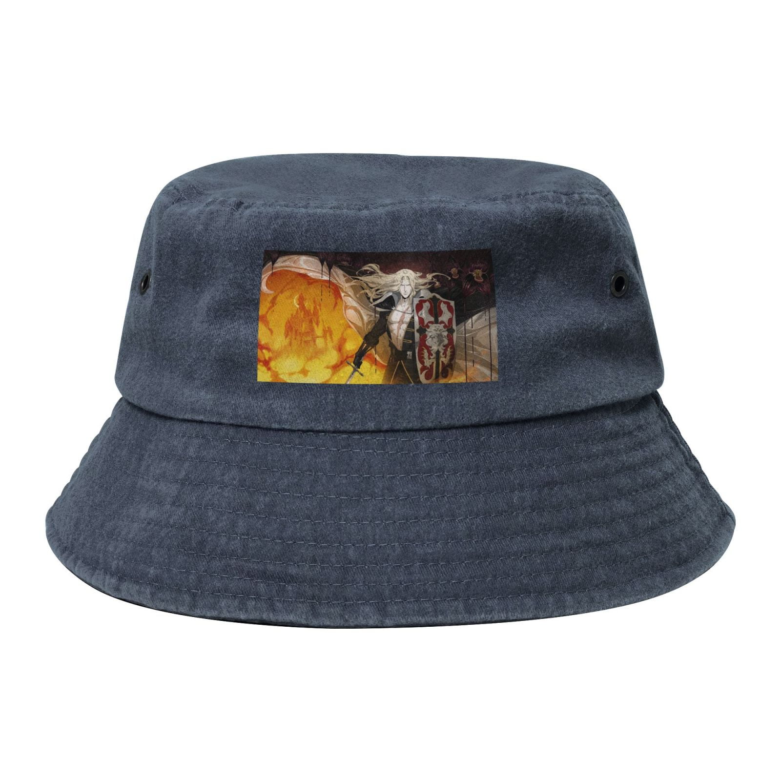 Castlevania Washed Denim Sun Hats for Men Women Bucket Hat Wide Brim UV ...