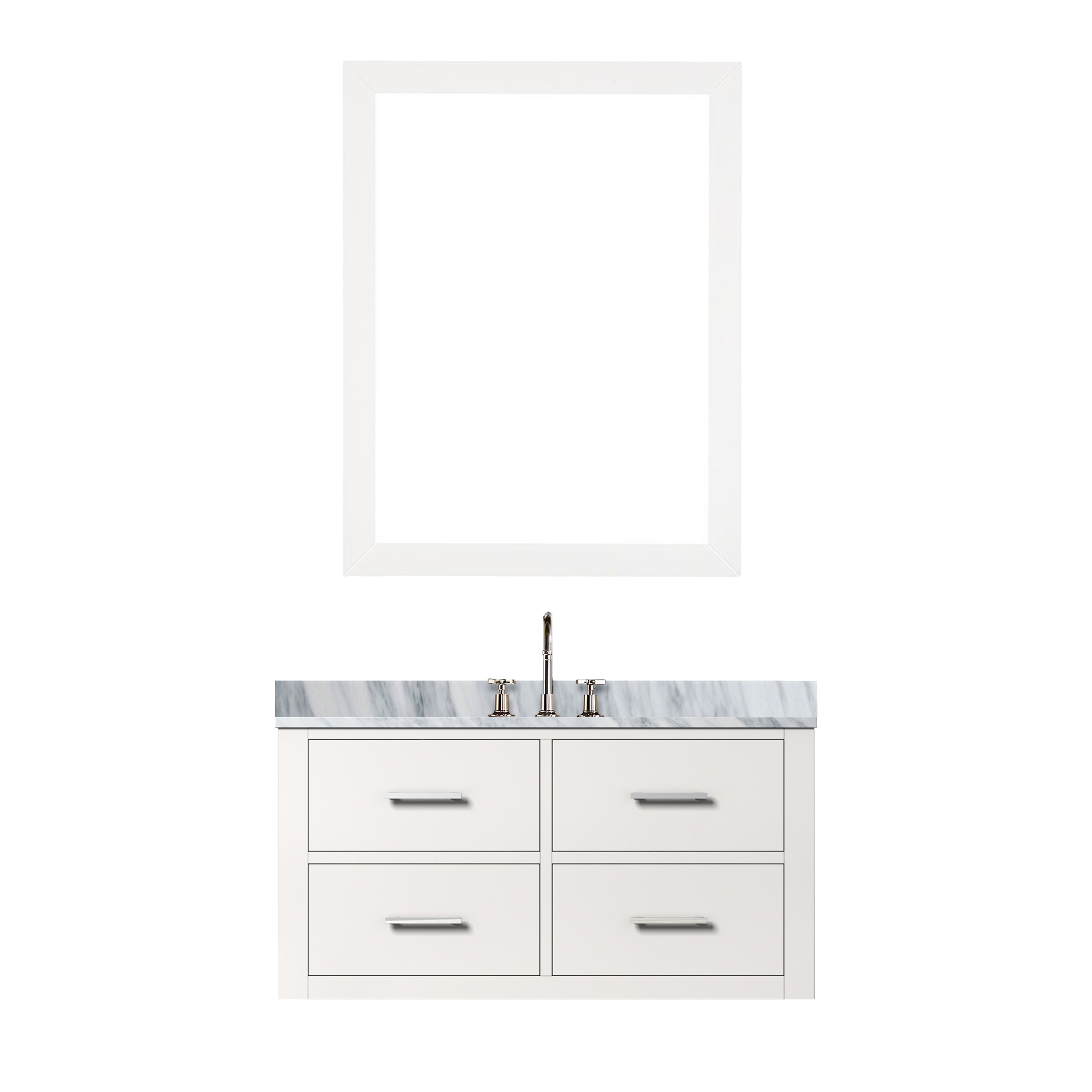 Castor 36 in W White Single Bath Vanity Carrara Marble Top, 34 in ...