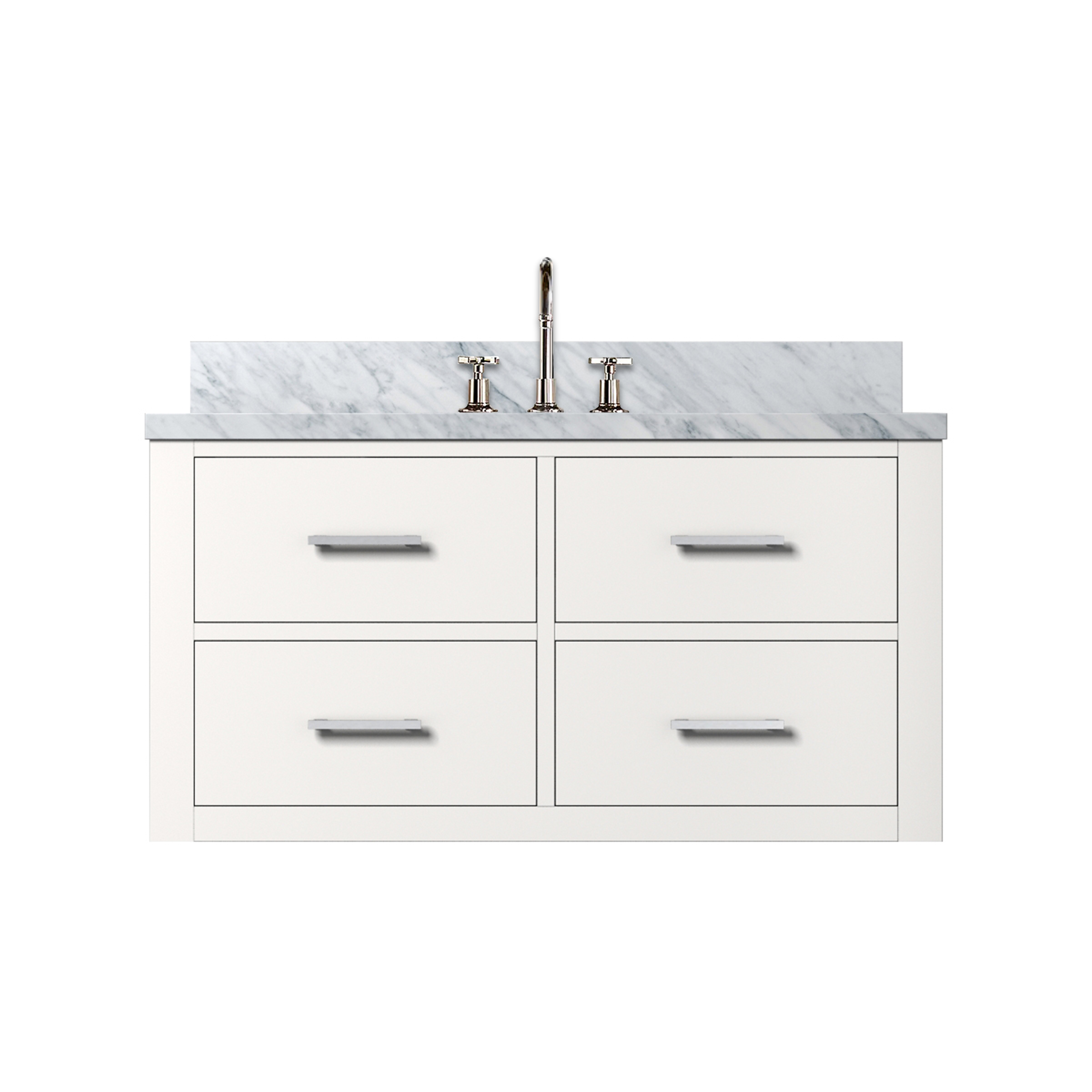 Castor 36 in W White Single Bath Vanity, Carrara Marble Top, and Faucet ...