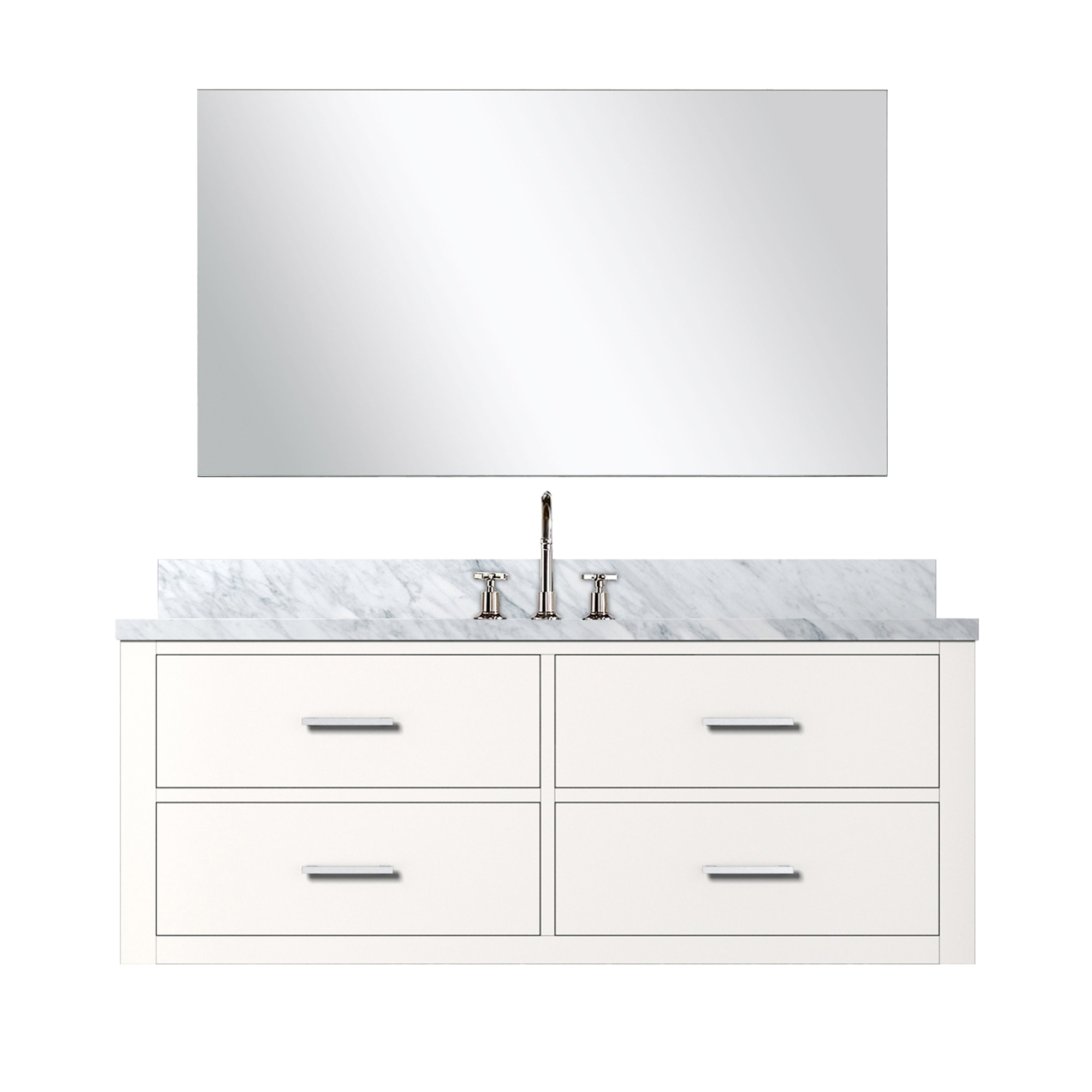 Castor 48 in W White Single Bath Vanity Carrara Marble Top, 43 in ...