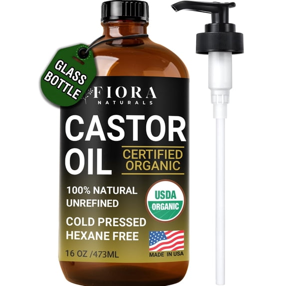 Castor Oil Organic Cold Pressed Unrefined Glass Bottle - 16 oz ...