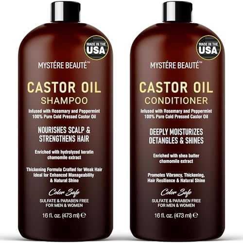 Castor Oil Shampoo and Conditioner - Sulfate Free with Peppermint Oil ...