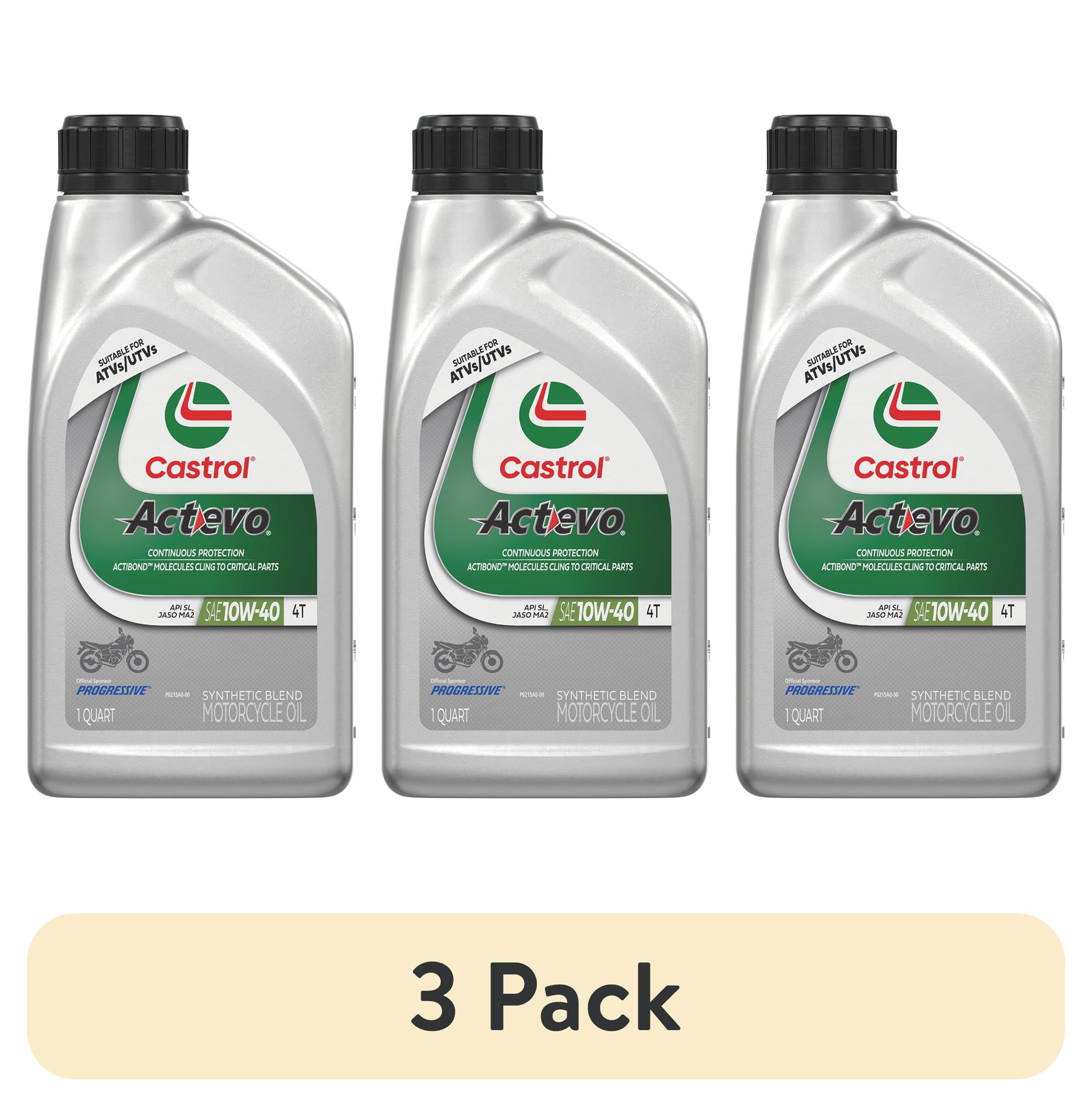 (3 pack) Castrol Actevo 4T 10W-40 Part Synthetic Motorcycle Oil, 1 ...