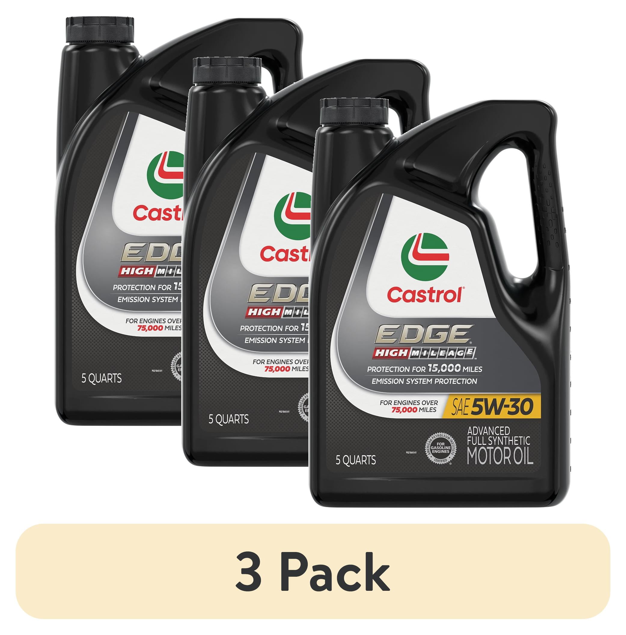 (3 pack) Castrol EDGE High Mileage 5W-30 Advanced Full Synthetic Motor ...