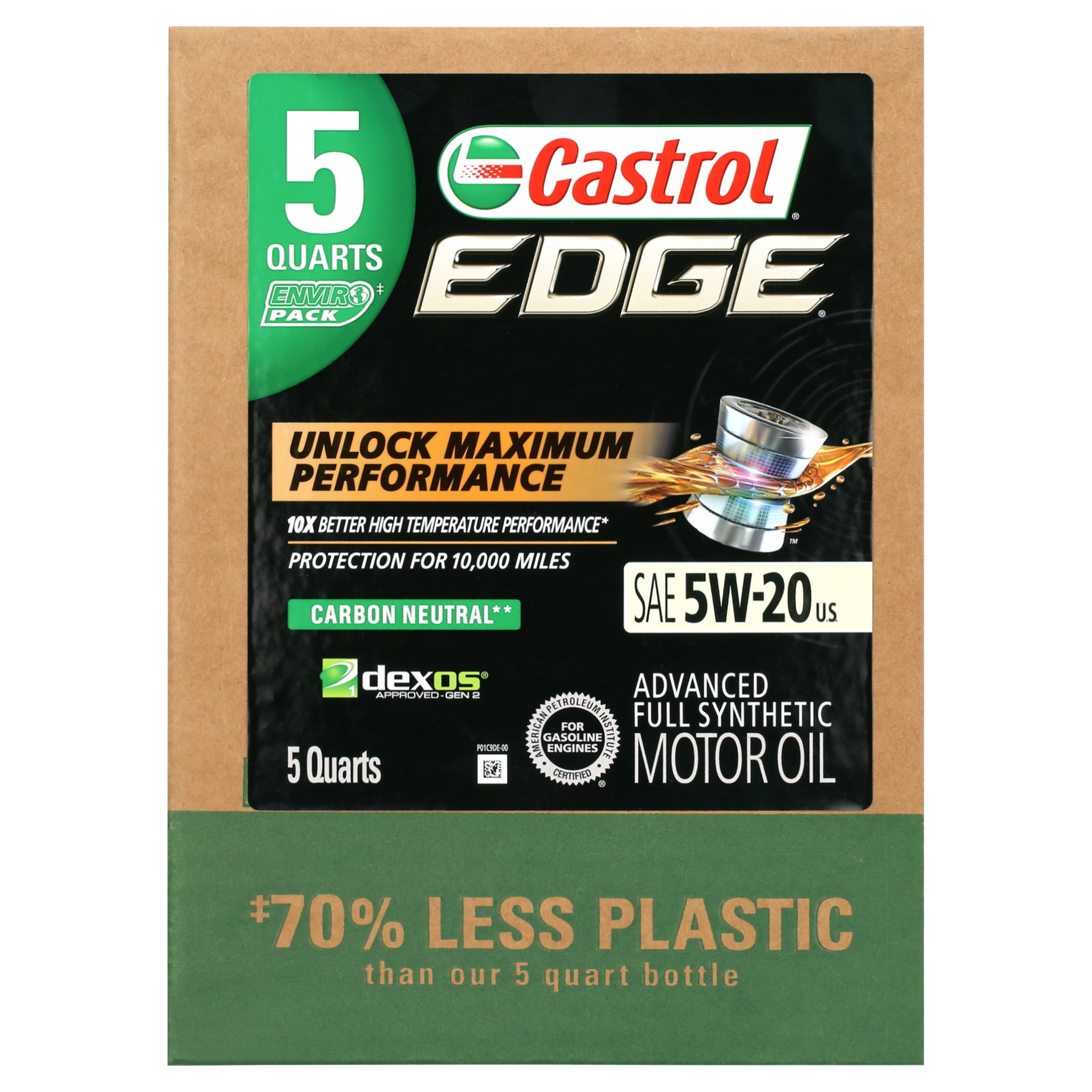 Castrol Edge 5W-20 Advanced Full Synthetic Motor Oil, 5 Quarts Eco Pack ...