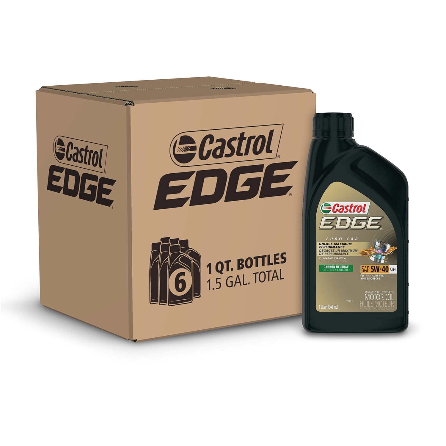 Castrol, Full Synthetic Motor Oil, 5W-40, 1 qt 6 pack - Walmart.com