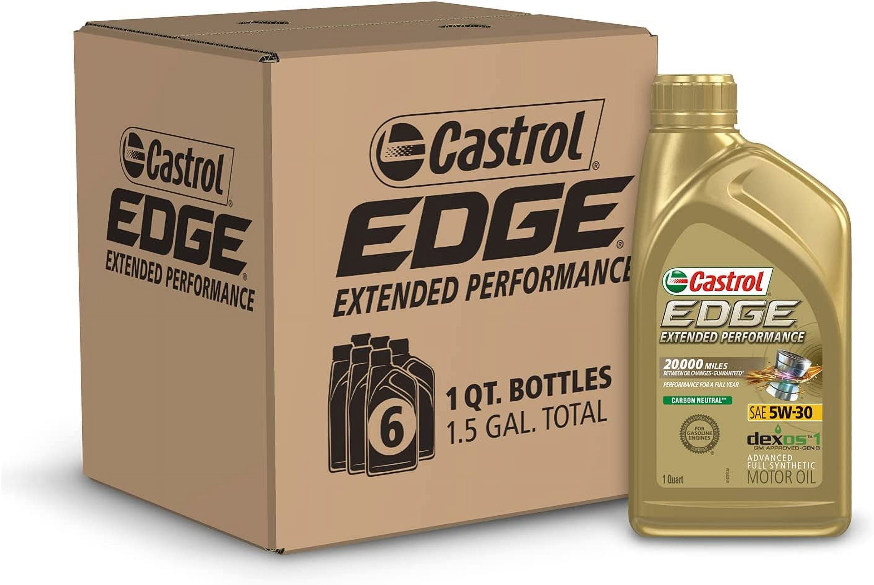 Castrol Edge High Performance Full Synthetic Motor Oil, 1 Quart, 6 Pack ...