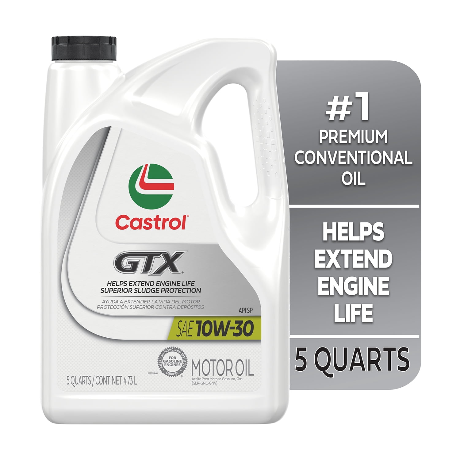 Castrol GTX 10W-30 Conventional Motor Oil, 5 Quarts - Walmart.com