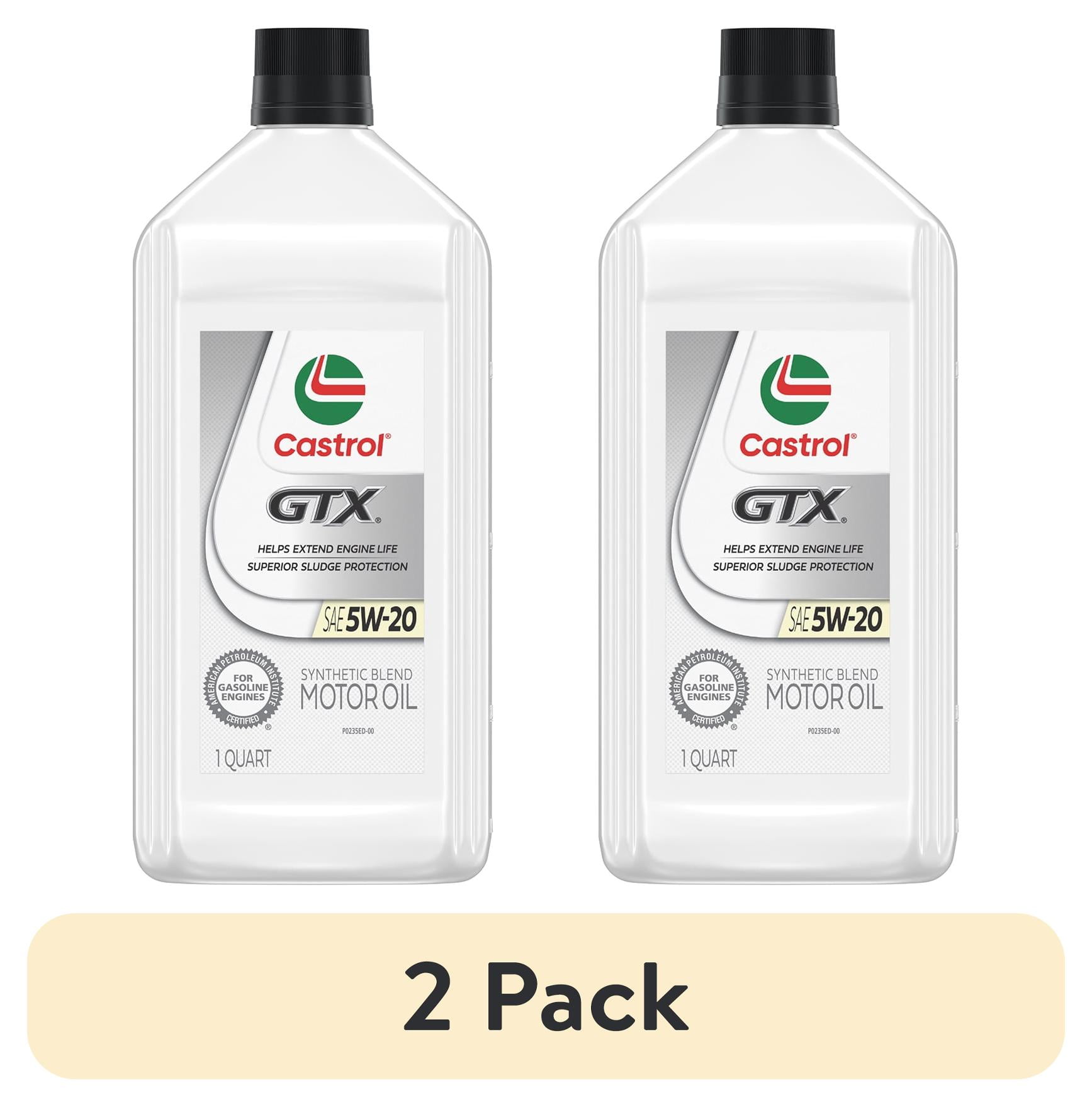 (2 pack) Castrol GTX 5W-20 Synthetic Blend Motor Oil, 1 Quart - Walmart.com