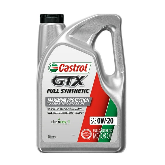 Castrol GTX Full Synthetic 0W-20 Motor Oil 5 Quarts for Engine ...