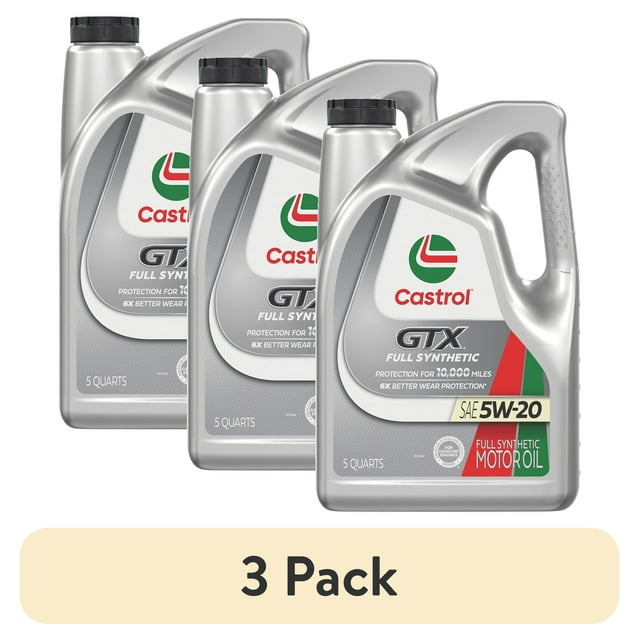 (3 pack) Castrol GTX Full Synthetic 5W-20 Motor Oil, 5 Quarts - Walmart.com