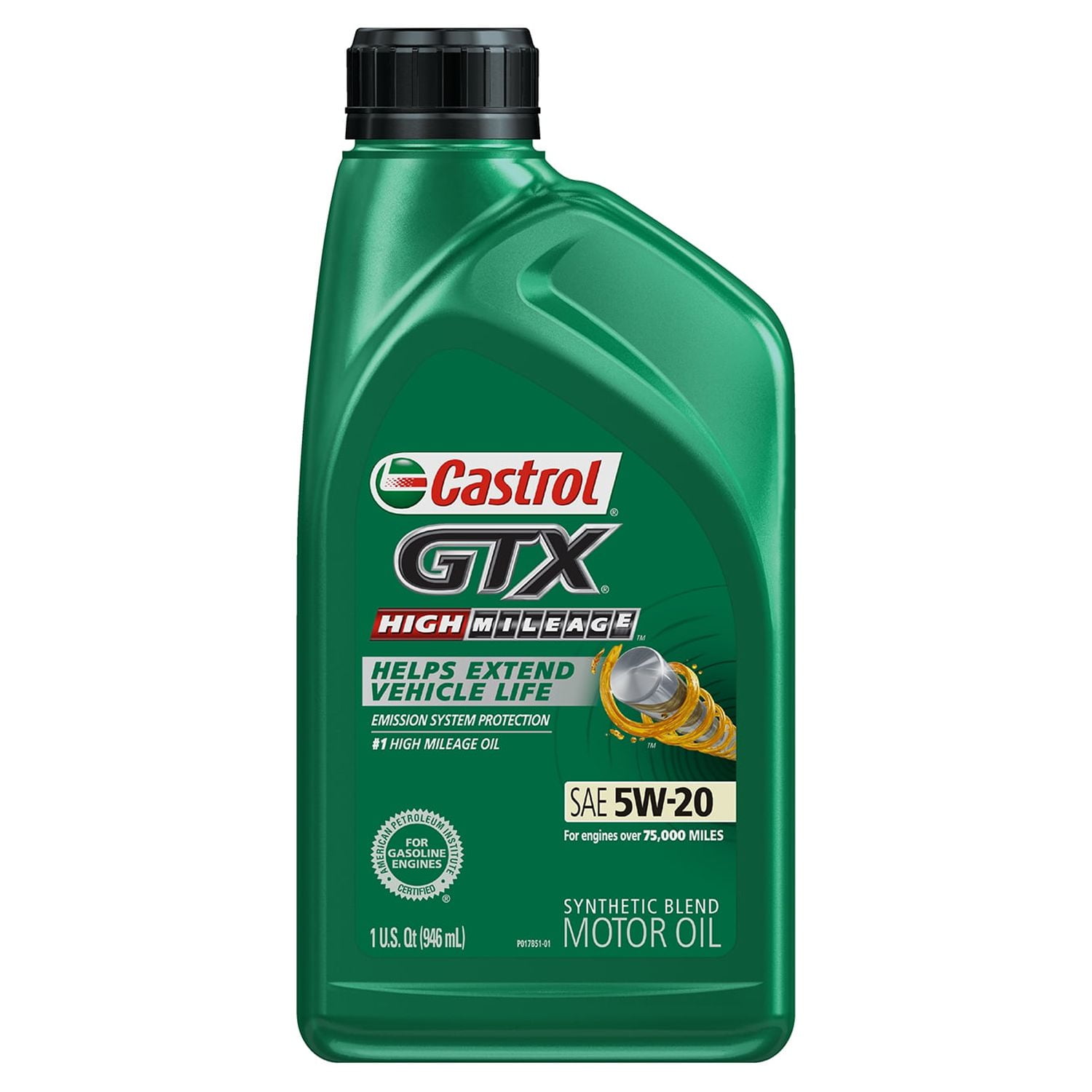 Castrol GTX High Mileage 5W-20 Synthetic Blend Motor Oil, 1 Quart ...