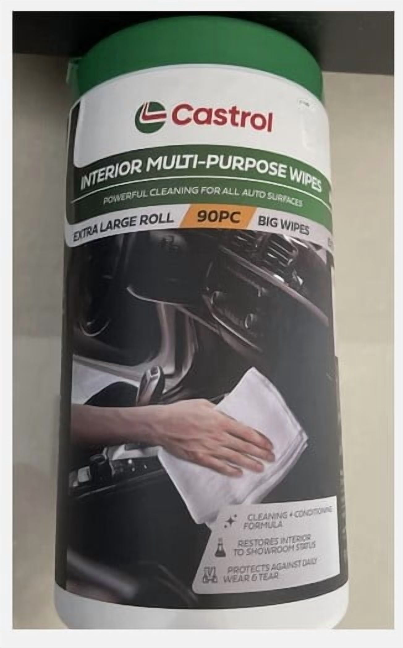 Castrol Interior Multi-purpose Car Wipes Extra Large Roll 90 Pc ...