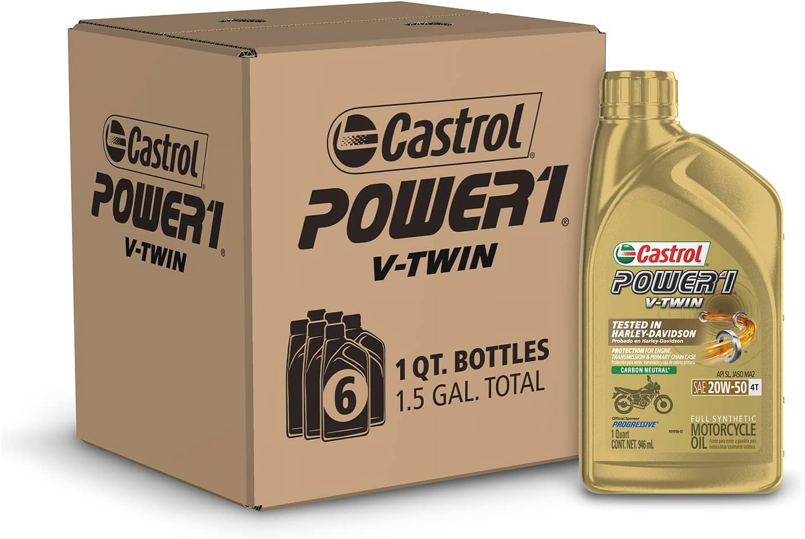 Castrol Power1 V-Twin Full Synthetic Motorcycle Oil, 1 Quart, Pack of 6 ...