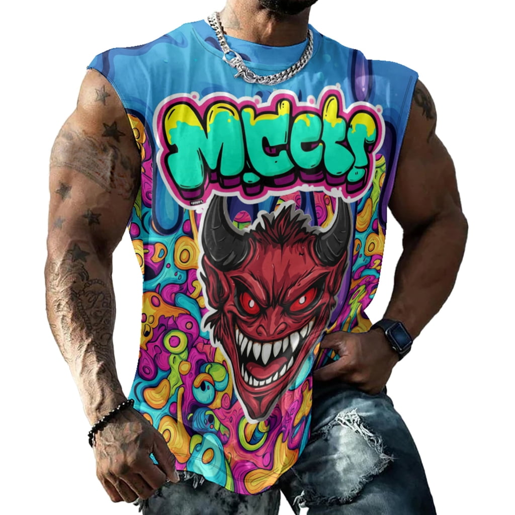 Casual 3D Printed Graphics Sleeveless Tee for Men Gym Workout Vest ...