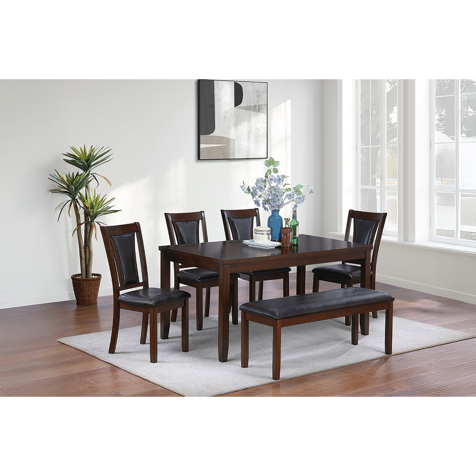 Casual 6 Seater Dining Set | Rectangular Table | Wood and Foam Material ...