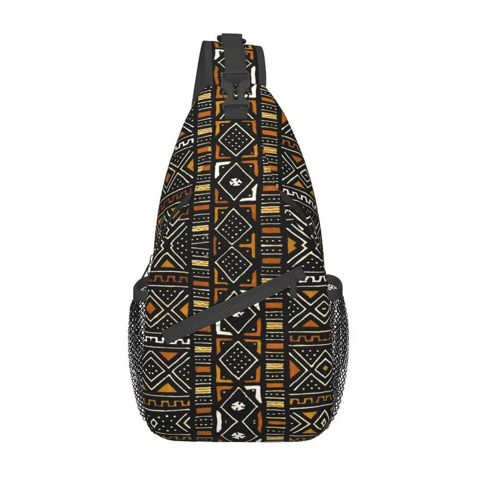 Casual African Bogolan Sling Bag for Traveling Men Africa Ethnic Tribal ...