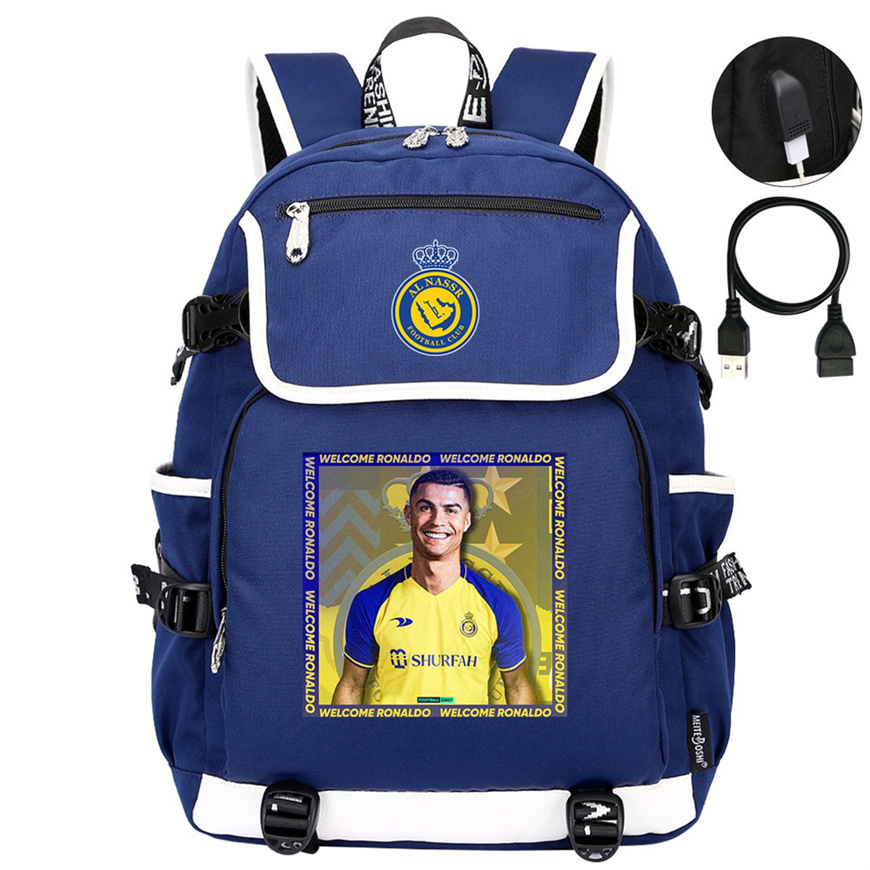 Casual Al-Nassr FC Cristiano Ronaldo Backpack Novelty CR7 Knapsack with ...