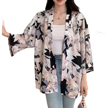 HAORUN Women Japanese Kimono Coat Cardigan Yukata Bathrobe Blouse Tops ...