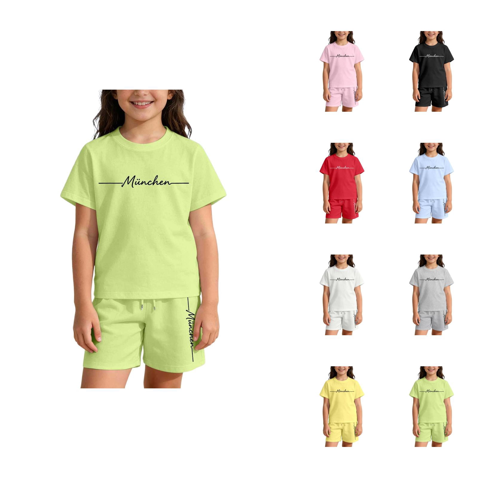 Casual Alphabet Print Short Sleeve For Kids Comfortable Loose Fit ...