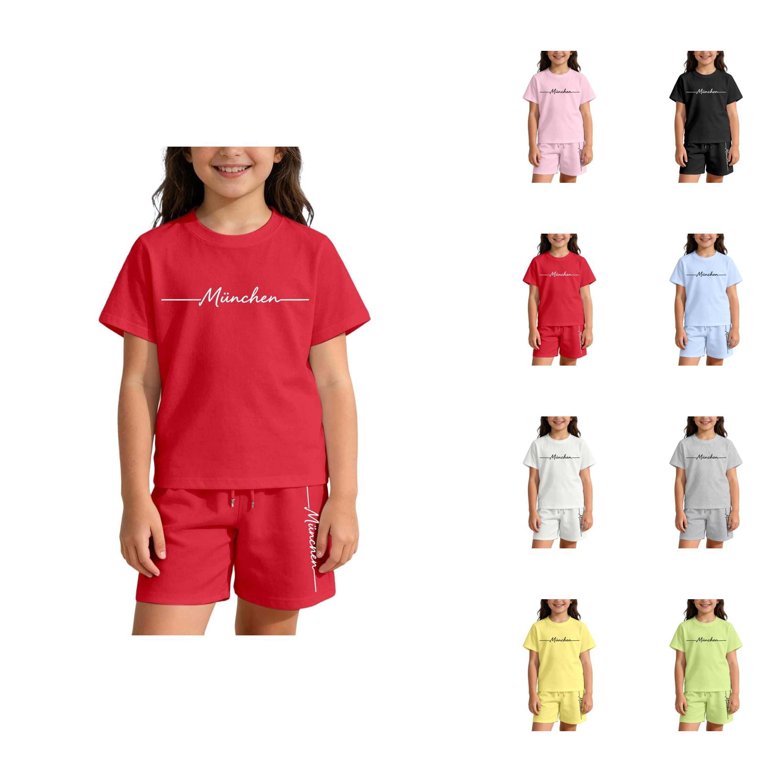 Casual Alphabet Print Short Sleeve For Kids Comfortable Loose Fit ...