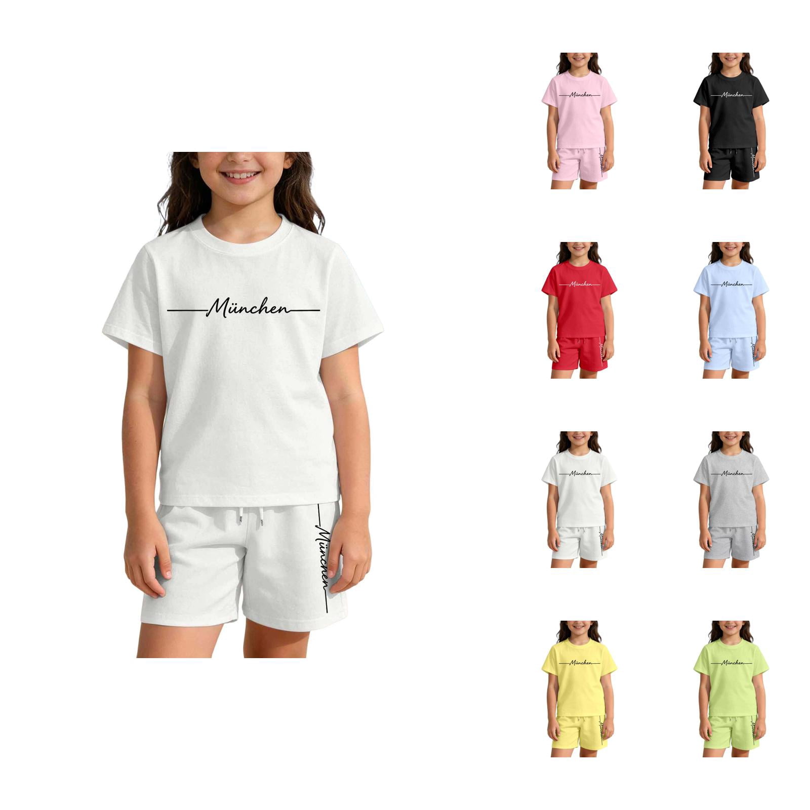 Casual Alphabet Print Short Sleeve For Kids Comfortable Loose Fit ...